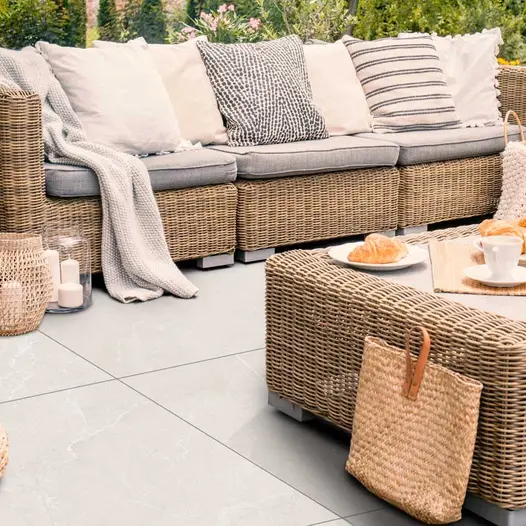 Piazza White 900x900 Porcelain Paving | Large Slabs