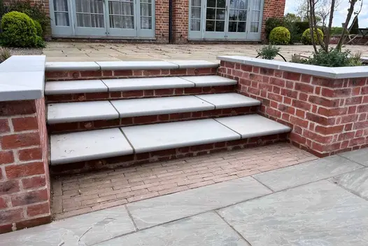 Bullnose Sandstone Steps Serenity Bullnose Step/Coping | Global Stone